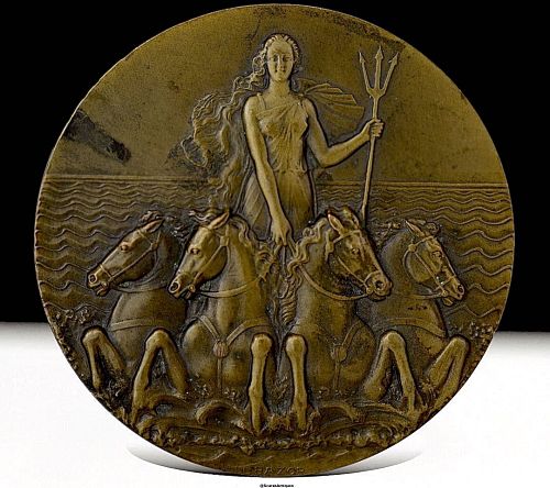 1931 Lucien Bazor bronze l'Atlantique medal from Scarab Antiques