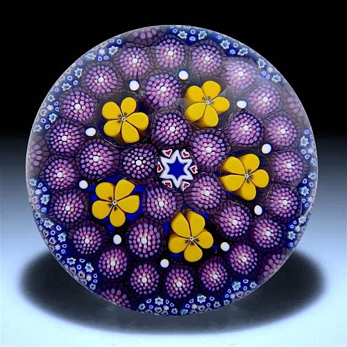 Michael Hunter Twists Glass limited edition yellow pansy & star cane ...