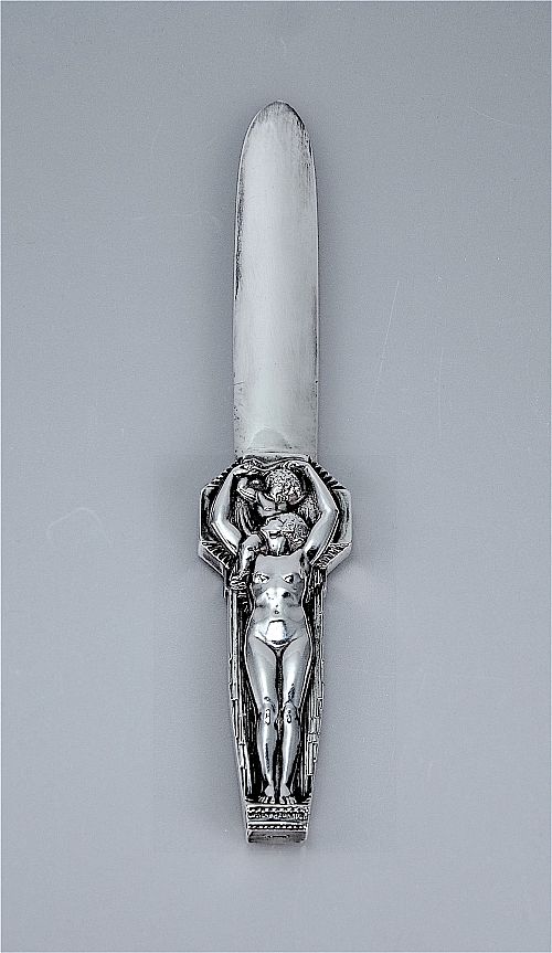 Lucien Bazor Art Deco silvered bronze paperknife from Scarab Antiques